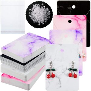 800 pieces earring cards for selling 200 marble earring display cards with 200 self sealing bags and 400 earring backs jewelry packaging display cards, 4 color