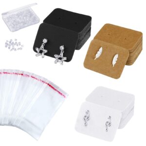 300 pieces earring cards earring display cards with 300 pieces clear cellophane bags 300 pieces earring back and plastic earring storage containers for jewelry making