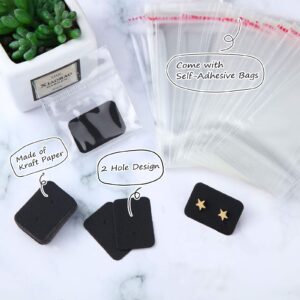 300 Pieces Earring Cards Earring Display Cards with 300 Pieces Clear Cellophane Bags 300 Pieces Earring Back and Plastic Earring Storage Containers for Jewelry Making