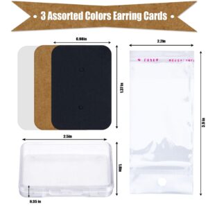 300 Pieces Earring Cards Earring Display Cards with 300 Pieces Clear Cellophane Bags 300 Pieces Earring Back and Plastic Earring Storage Containers for Jewelry Making