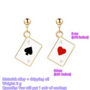 Funny Poker Dangle Earrings Cool Playing Cards Dangle Drop Stud for Women