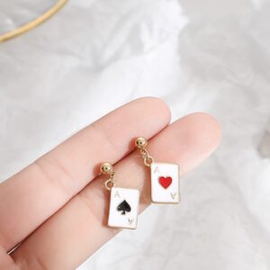 Funny Poker Dangle Earrings Cool Playing Cards Dangle Drop Stud for Women