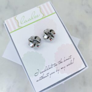 Silver Knot Earrings Knot Jewelry Stud Earrings Post Earrings Bridesmaid Card Gift Tie the Knot Card Wedding Jewelry