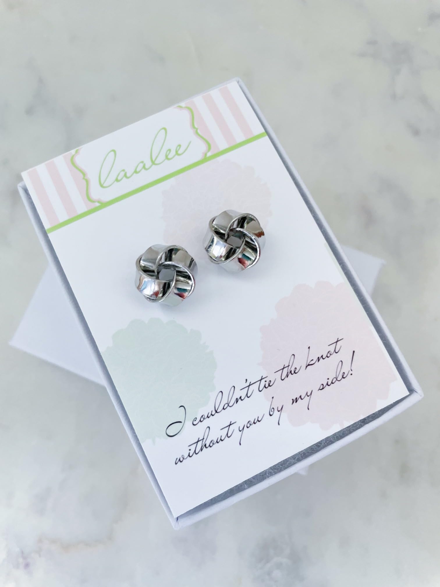 Silver Knot Earrings Knot Jewelry Stud Earrings Post Earrings Bridesmaid Card Gift Tie the Knot Card Wedding Jewelry