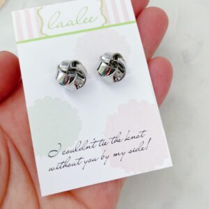 Silver Knot Earrings Knot Jewelry Stud Earrings Post Earrings Bridesmaid Card Gift Tie the Knot Card Wedding Jewelry