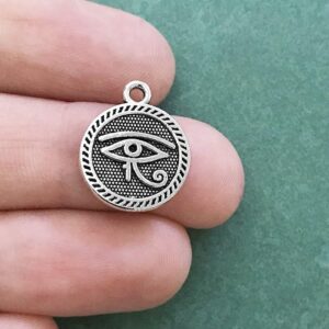 Eye of Horus Egyptian Earrings, Silver Tone, with Message Card