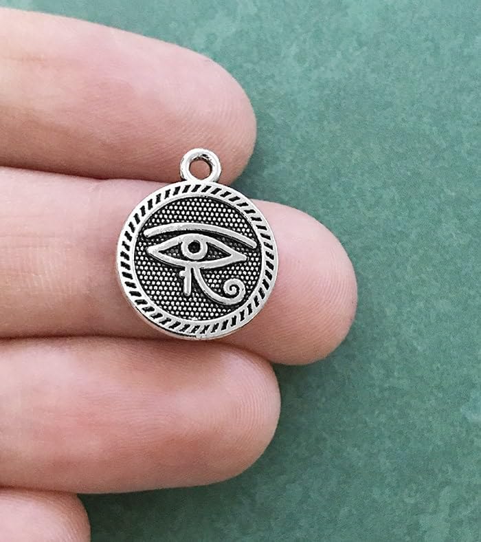 Eye of Horus Egyptian Earrings, Silver Tone, with Message Card