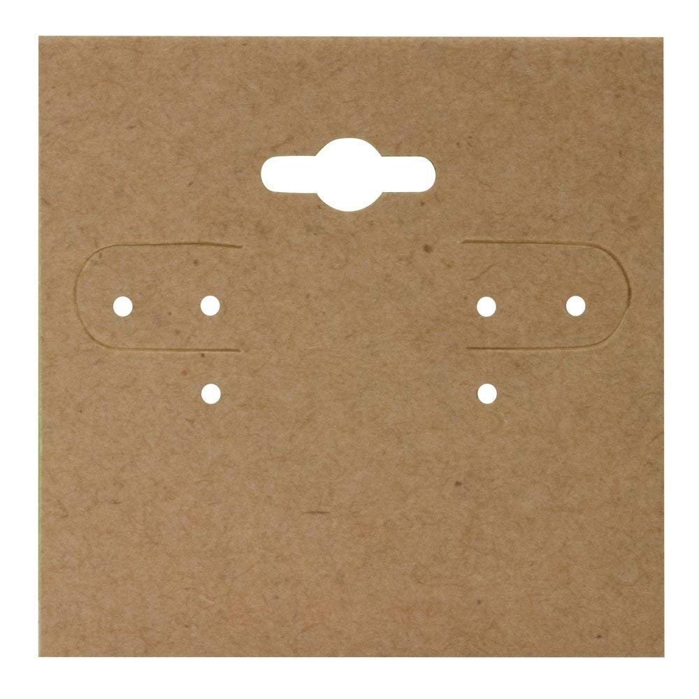 RJ Displays Plastic Plain Blank Kraft Hanging Earring Cards (Pack of 100)