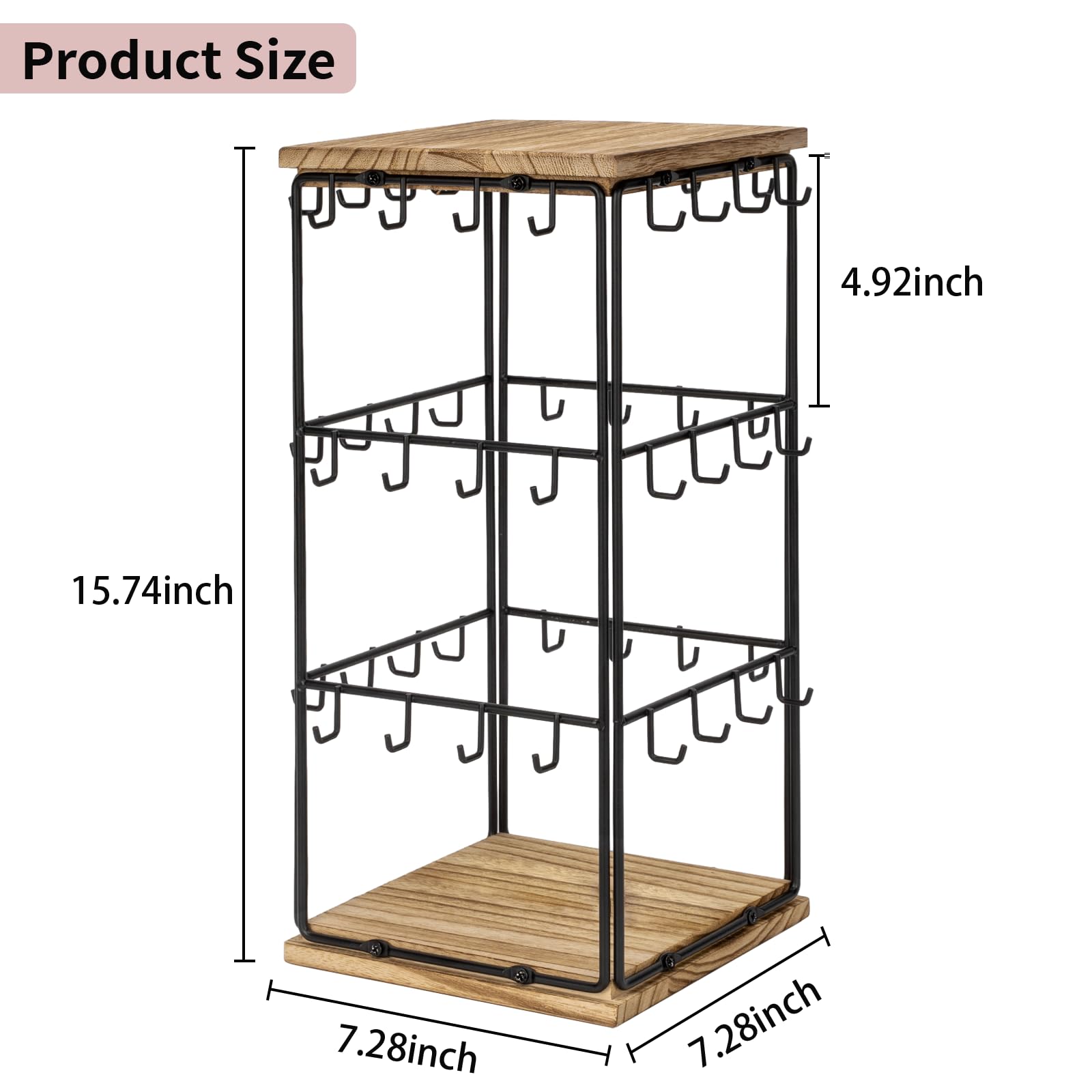 Yoimori Earring Holder Organizer,Earring Storage Organizer with Wood Base,48 Hooks Earring Rack for Women and Girls,Jewelry Organizer Stand for Displaying Ring,Earrings,Ear Stud,Bracelets