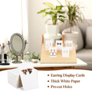 62 Pcs Wood Earring Display Stand 2 Set Earring Display for Selling Earring Display Holder with Earring Card for Selling(Wood Color)