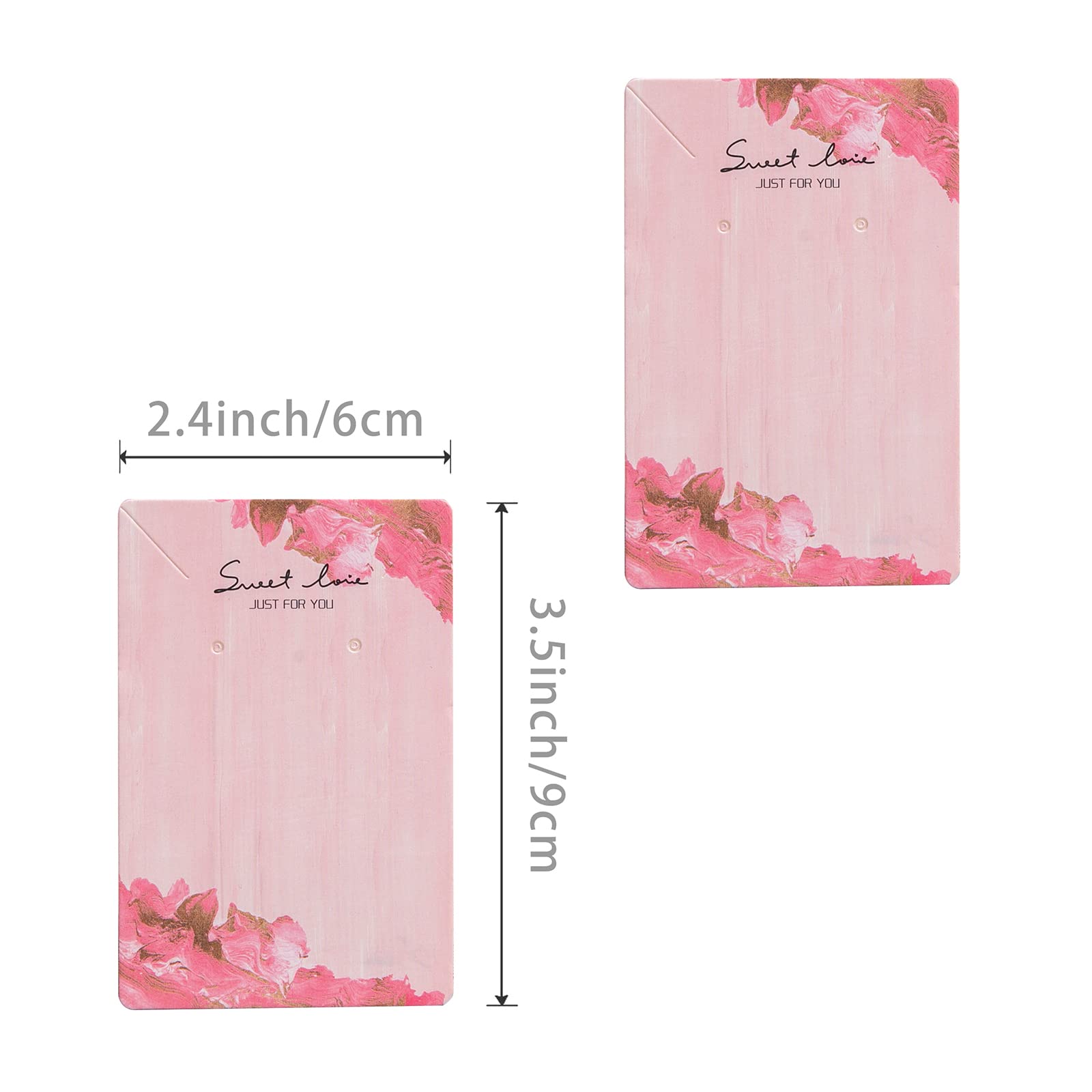 3.5" x 2.4" Pink Necklace Display Cards With Bags Earring Display Cards Sets Earring Packing Holder Cards With bags Jewelry Packing For Earring Necklace Jewelry Packing 100Pack Paper 100Pack Bags