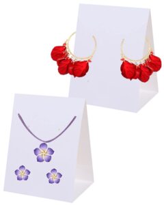 lygiv 100pcs standing earring cards for selling | white necklace display card holder supplies for jewelry show business shop¡­