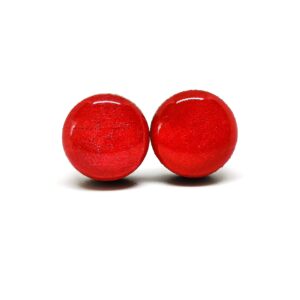 stud earrings, shimmer, 10 mm, handmade, stainless steel posts for sensitive ears stud for women men girls (scarlet red shimmer)