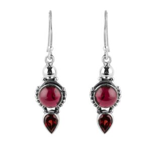 natural red garnet brilliant cut pear gemstone earrings 925 sterling silver filigree dangle earrings women bohemian handmade jewelry birthstone elegant minimalist bridal earring mothers day gift