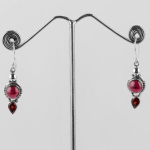 Natural Red Garnet Brilliant Cut Pear Gemstone Earrings 925 Sterling Silver Filigree Dangle Earrings Women Bohemian Handmade Jewelry Birthstone Elegant Minimalist Bridal Earring Mothers Day Gift