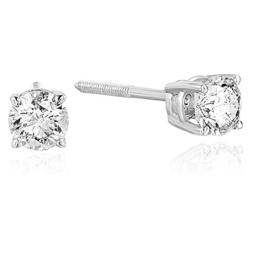 Vir Jewels 2/3 cttw Diamond Stud Earrings 14K White Gold Round 4 Prong Set with Screw Backs