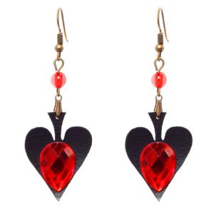 RareLove Vintage Lolita Red Rhinestone Heart Dangle Earrings