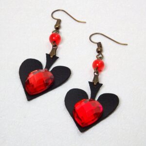 RareLove Vintage Lolita Red Rhinestone Heart Dangle Earrings