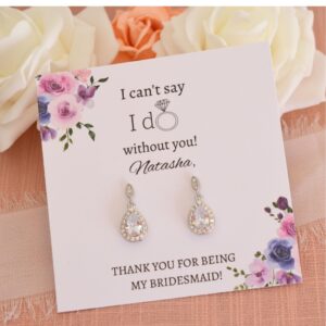 Bridesmaid Earrings, Bridesmaid proposal card, Thank you gift for Bridesmaid, Bridal Party Jewelry