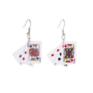 gbahfy poker irregular women drop earring playing card resin girl casual ear jewelry party hip hop jewellery (poker irregular earring-white), black