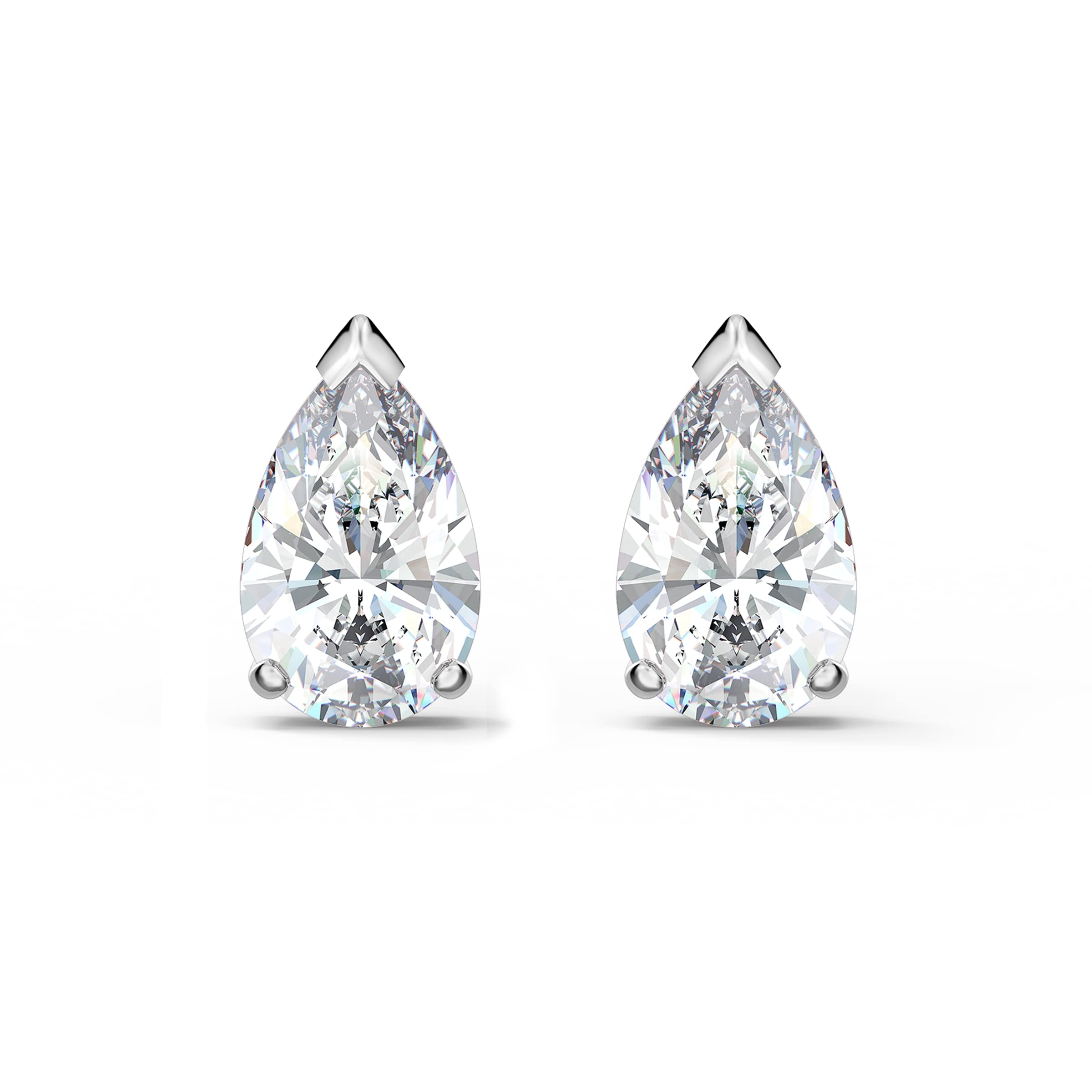 Swarovski Stilla Attract Stud Earrings, Clear Drop-Cut Stones in a Rhodium-Finished Setting, Part of the Swarovski Stilla Attract Collection