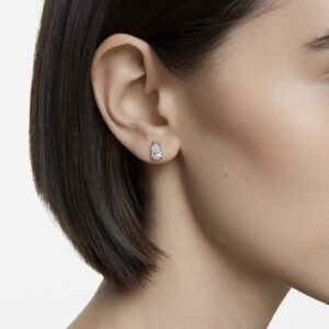 Swarovski Stilla Attract Stud Earrings, Clear Drop-Cut Stones in a Rhodium-Finished Setting, Part of the Swarovski Stilla Attract Collection