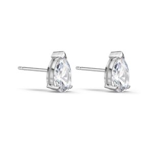 Swarovski Stilla Attract Stud Earrings, Clear Drop-Cut Stones in a Rhodium-Finished Setting, Part of the Swarovski Stilla Attract Collection