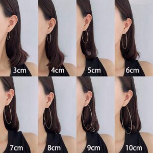 3 Pairs Big Wire Hoop Earrings 50mm 18k Gold Silver Rose Gold Plated on Stainless Steel 2 inch Large Thin Hoops Earring Set Minimal Jewelry for Women Girls