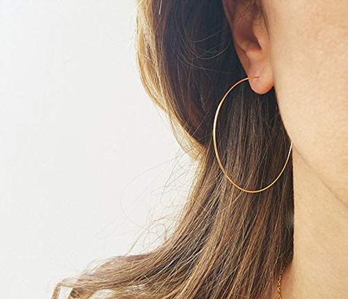 3 Pairs Big Wire Hoop Earrings 50mm 18k Gold Silver Rose Gold Plated on Stainless Steel 2 inch Large Thin Hoops Earring Set Minimal Jewelry for Women Girls