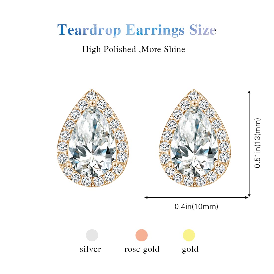 DHQH 4/6 Pairs Bridesmaids Earrings Classic Cubic Zirconia Teardrop Stud Earrings for Women Girls I Couldn’t Tie a Knot Without You Brides Bridesmaids Proposal Wedding Jewelry Gifts, D-gold(set of 6)