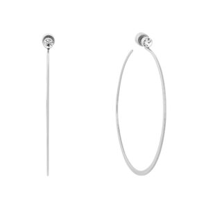 michael kors stainless steel and cubic zirconia whisper hoop earrings for women, color: silver (model: mkj6000040)