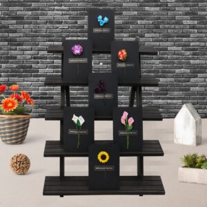 sinyad 101pcs 5-Tier Wood Earring Display Stand, Retail Display Riser Earring, Ring Holder Stand, Removable Countertop Small Merchandise Display Stand with 100 Pcs Earring Card (Brown color)