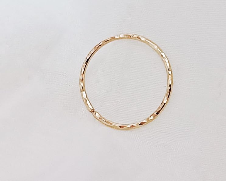 Hand Made Hammered 14K Gold Filled Texture Tiny Hoop Earring Nose Ring Cartilage Huggie Helix Piercing Septum Tragus Sleepers Women Men Teenagers 925 Sterling Silver 14K Rose Gold Fill 22G 20G 24G