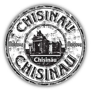 chisinau moldova grunge rubber travel stamp truck car window bumper sticker decal 5"