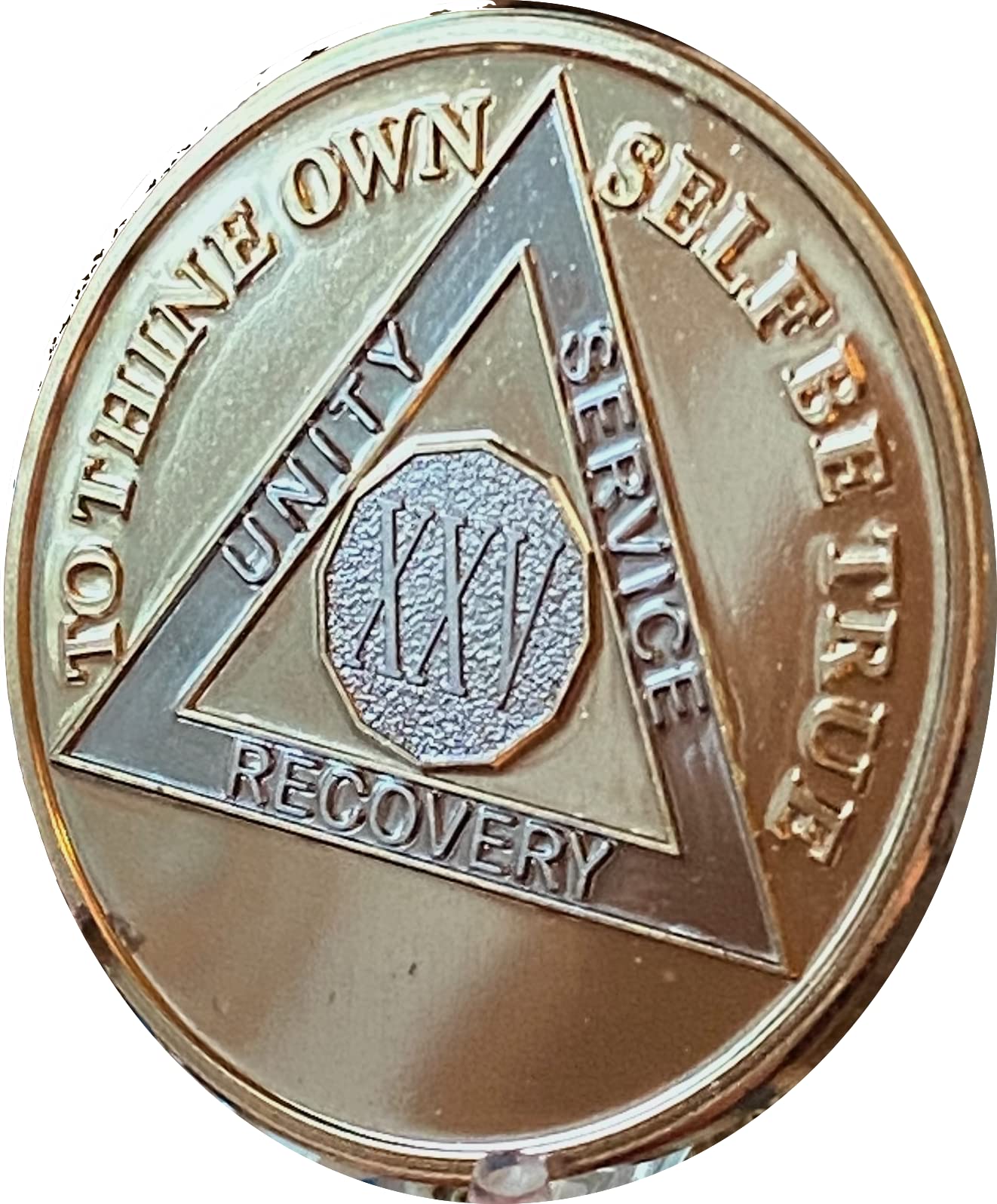 25 Year AA Medallion Large 1.5 Inch 22K Bi-Plated Gold and Nickel Plated Sobriety Chip