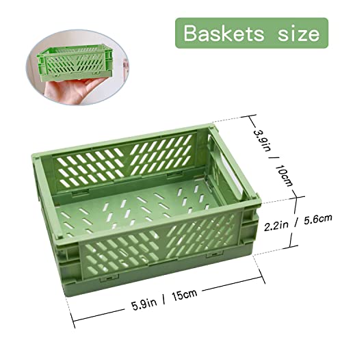 Xhwykzz 4 Pack Mini Foldable Plastic Small Baskets for Organizing and Storage, Collapsible Storage Crate for Home Bedroom Office Classroom Drawer Organizers (5.9x3.9x2.2in) Mini Size