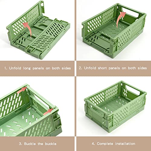 Xhwykzz 4 Pack Mini Foldable Plastic Small Baskets for Organizing and Storage, Collapsible Storage Crate for Home Bedroom Office Classroom Drawer Organizers (5.9x3.9x2.2in) Mini Size