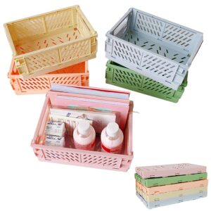 kongdy storage bins 5 packs foldable plastic storage box case, 9.8x6.3x3.9in/25*16*10cm durable folding storage crate for office, bedroom, closet, kitchen, bathroom, organizing books condiments toys