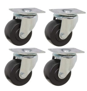 3" caster set of 4 | heavy duty low profile swivel casters | polyolefin wheels with sealed ball bearings | 2,000lbs capacity per set