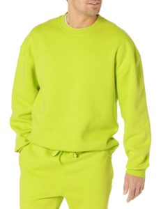 amazon essentials men's oversized-fit crewneck sweatshirt (available in big & tall), lime green, 4x-large big