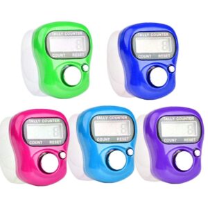 5 Color LED Digital Row Counter,5 Digit Display Counter Clicker,Handheld Number Click Counter,Finger Tally Counter,Electronic Finger Counter Hand Tally Counter with Ring for Golf