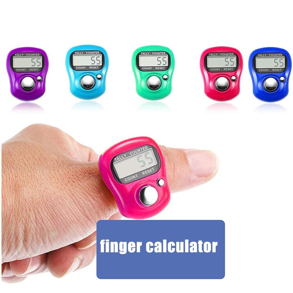 5 Color LED Digital Row Counter,5 Digit Display Counter Clicker,Handheld Number Click Counter,Finger Tally Counter,Electronic Finger Counter Hand Tally Counter with Ring for Golf