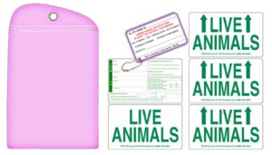 dryfur live animal label set of 5 stickers w/pet passport pouch pink