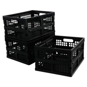 EudokkyNA 3-pack 15 Liter Collapsible Storage Basket Folding Crates, Black