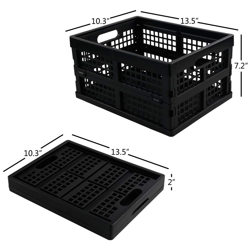 EudokkyNA 3-pack 15 Liter Collapsible Storage Basket Folding Crates, Black