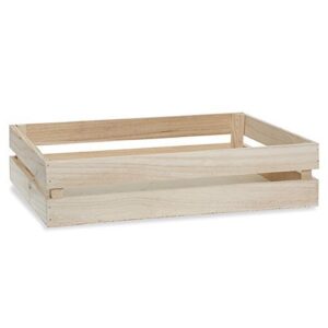 the lucky clover trading two slat rectangular wood crate, natural