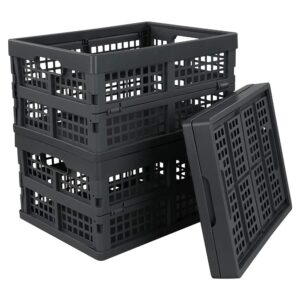 idotry 3-pack 15 l plastic stacking folding storage crates, stackable collapsible storage basket