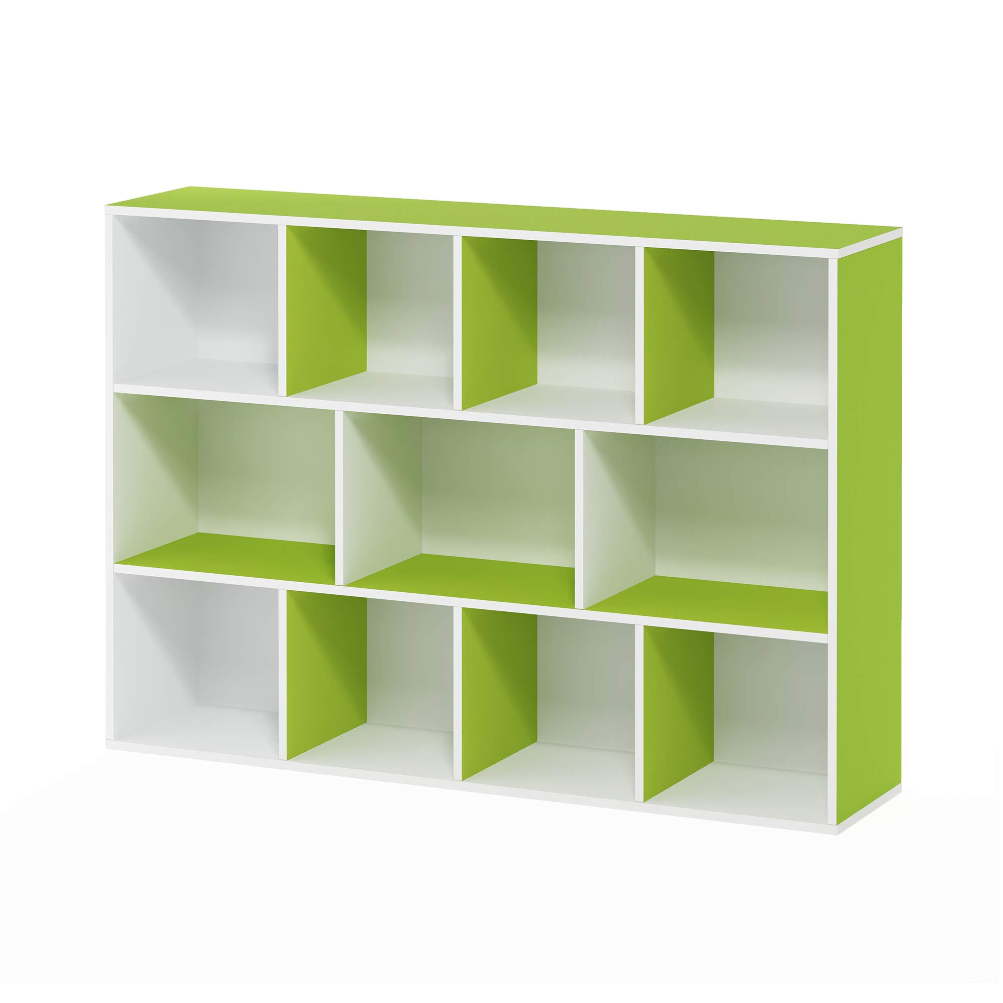 FURINNO 11107WH-GR 7 Reversible, 11-Cube, White Green