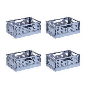 ymeibe folding storage crates for shelf 11.75" x 7.75" x 4.5" collapsible stackable container basket boxes with handles kitchen storage bins drawer organizer for office desk bathroom