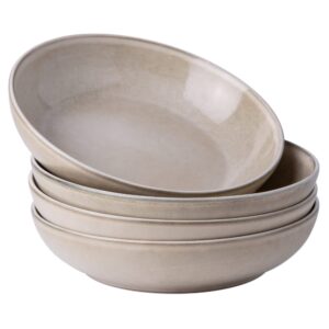 amorarc 8.5'' large pasta bowls, 36oz ceramic salad serving bowls set of 4 for kitchen, wide stoneware bowls for pasta,salad,fruit,bread, microwave safe, cappuccino